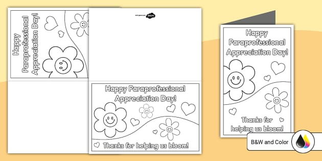 Paraprofessional Appreciation Day Coloring Cards - Twinkl