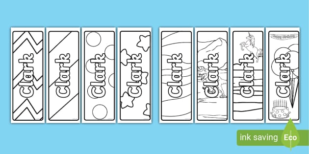 FREE! - Clark Name Simple Colouring Bookmarks (teacher made)