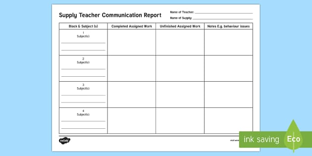 Supply Teacher Communication Report (Hecho por educadores)