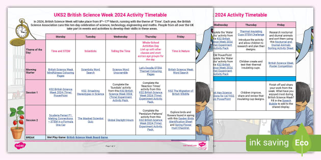 FREE! - UKS2 British Science Week 2024 (Time) Timetable