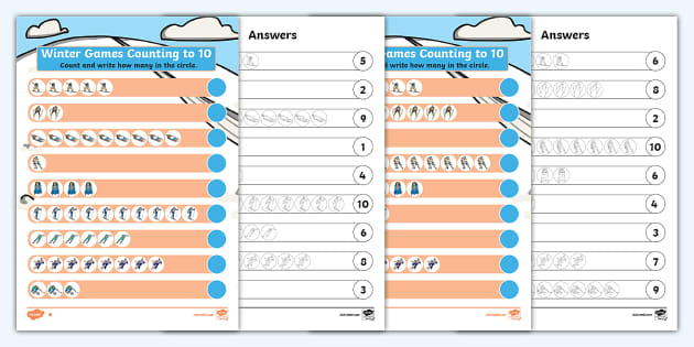 Winter Games Counting to 10 Activity Sheet (Teacher-Made)