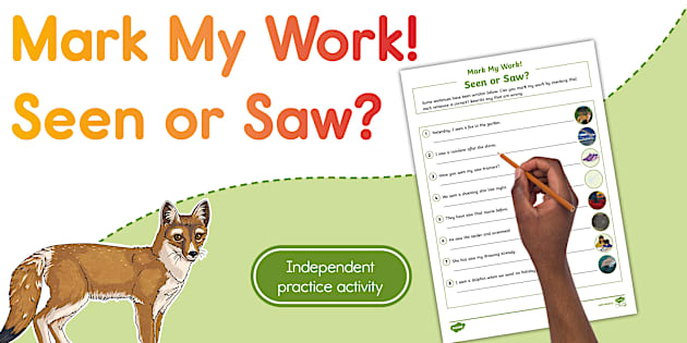 Mark My Work! Seen or Saw? Worksheet