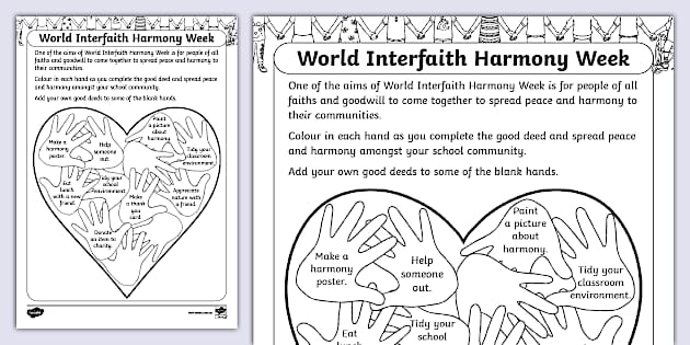 World Interfaith Harmony Week - Harmony Hands (teacher made)