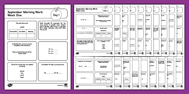 Second Grade September Morning Work Bundle (teacher made)