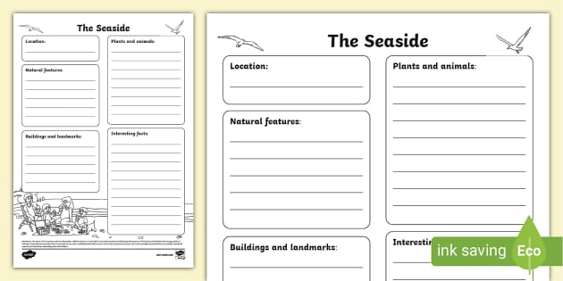 Seaside Fact File Template,seaside,beach,coast - Twinkl