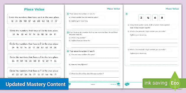 Place Value Worksheet Worksheet 2 Digits Twinkl