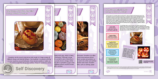Halloween Play with Pumpkins Prompt Display Posters - Twinkl
