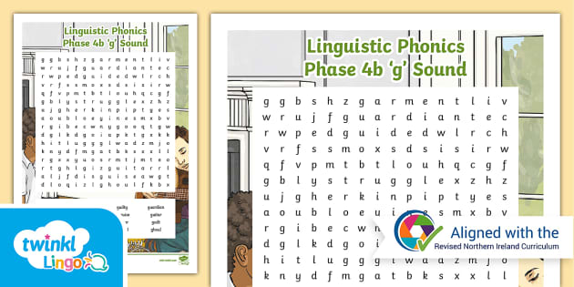 NI Linguistic Phonics Phase 4b 'g' Sound Word Search