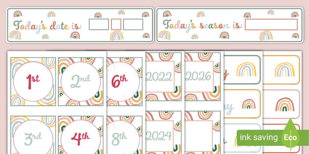 Muted Rainbow Themed Calendar Display Pack (Lehrer gemacht)