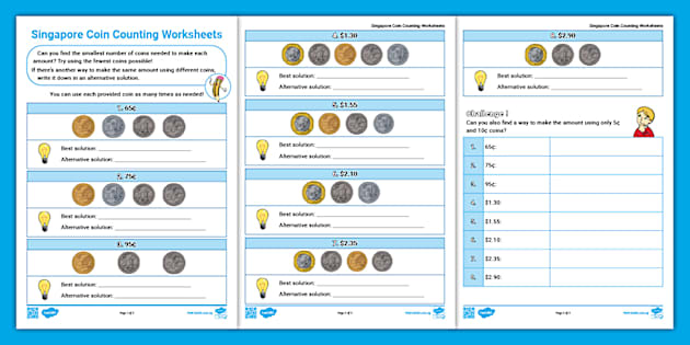 Singapore Money Coin Counting Worksheets (Lehrer gemacht)