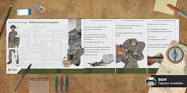 War Terminology - Differentiated Crossword - Twinkl