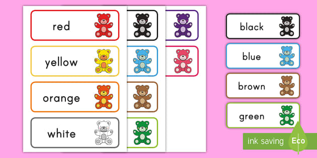 Color Bear Word Cards (teacher made) - Twinkl