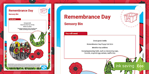 Remembrance Day Sensory Bin - Twinkl