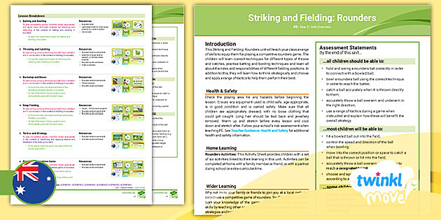 FREE! - Move PE Year 5 Striking and Fielding: Rounders Unit Overview