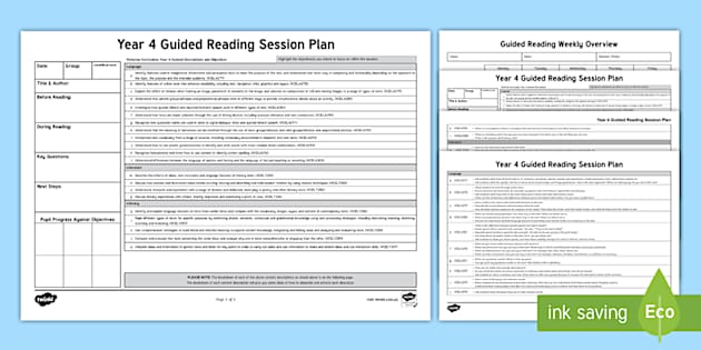 Year 4 Victorian Curriculum Guided Reading Session Planning Template
