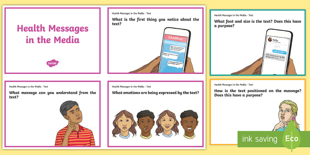 Health Messages in the Media - Text Question Cards - Twinkl