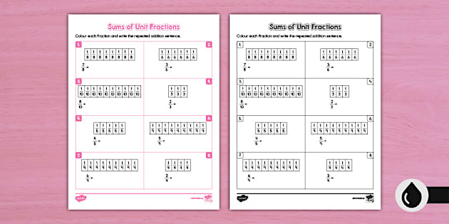 Colour the Fractions & Write Repeated Addition Sentences Colour the Fractions & Write Repeated Addition Sentences