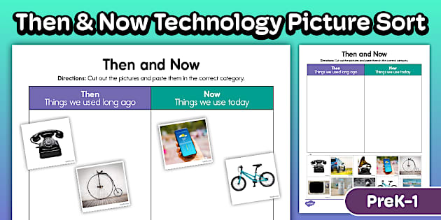 Then and Now: Technology Picture Sort for PreK-1st Grade