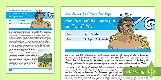NZ Land Wars - Hone Heke and the Beginning of the Flagstaff Wars Fact File