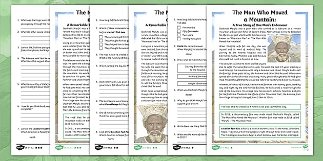 'The Man Who Moved a Mountain' Year 5 Non-Fiction Reading Comprehension