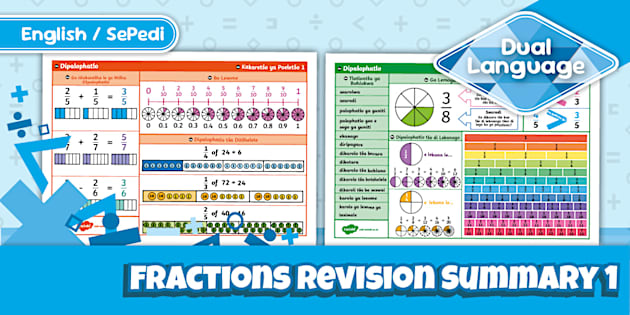 Grade 4 Maths Fractions Revision Summary 1 – Sepedi/English