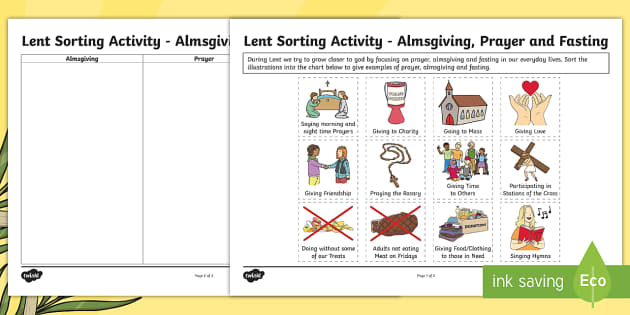 Lent Sorting Worksheet (teacher made) - Twinkl