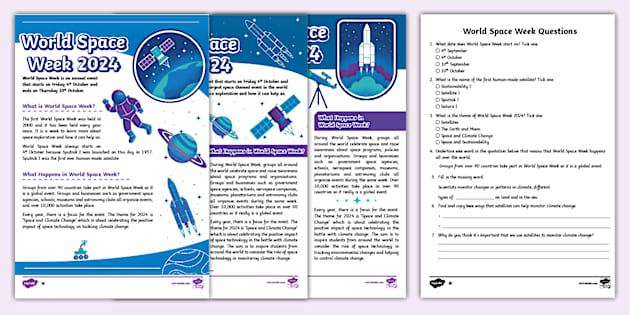 LKS2 World Space Week 2021 Differentiated Reading Comprehension