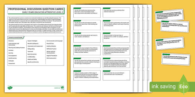 Professional Discussion Question Cards | Apprentice Level 3