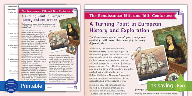 The Renaissance 15th and 16th Centuries: A Turning Point in European ...