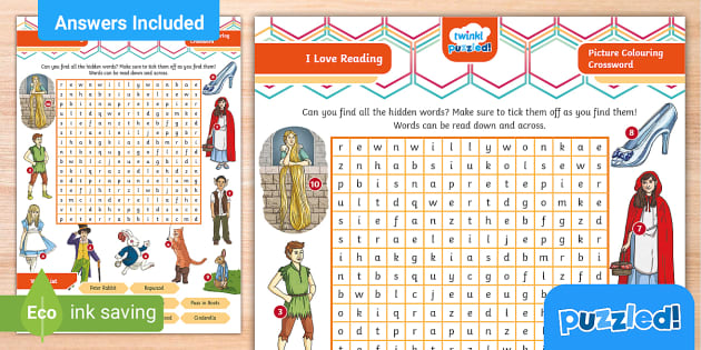 I Love Reading - Book-Themed Picture Word Search | Puzzled