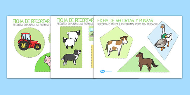 En la granja Ficha de motricidad fina..recortar y punzar