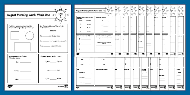 Third Grade August Morning Work Bundle (teacher made)