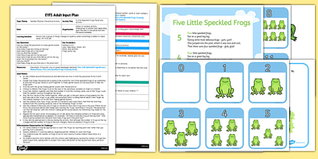 Five Little Speckled Frogs Parachute Activity EYFS Adult Input Plan and