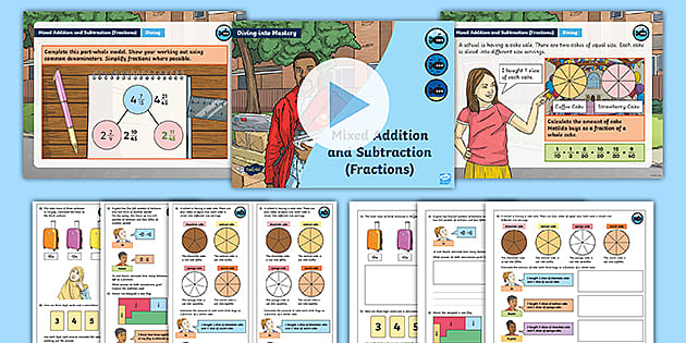 👉 Addition and subtraction of fractions year 6 - Teaching Pack