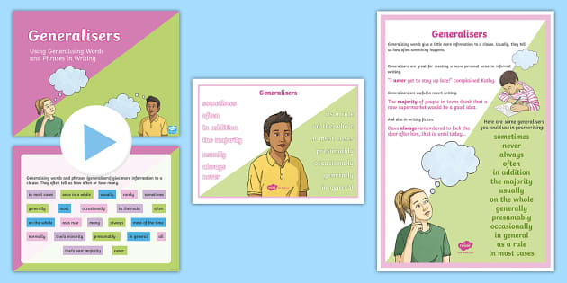 Generalisers: Using Generalizing Words and Phrases Resource Pack