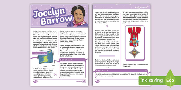 KS2 Jocelyn Barrow Fact File