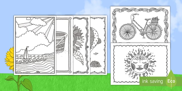 Mindfulness Colouring Summer Cards | Twinkl Resources
