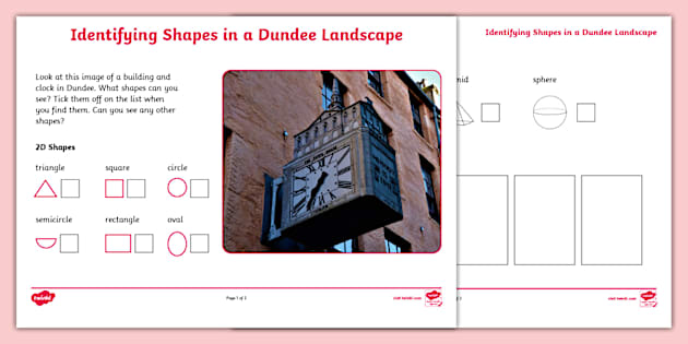 Identifying Shapes in a Dundee Landscape Activity Sheet