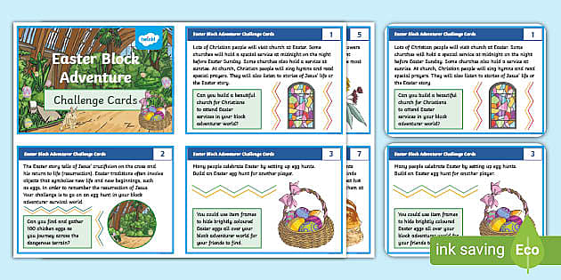 Easter Block Adventurer Challenge Cards (teacher made)