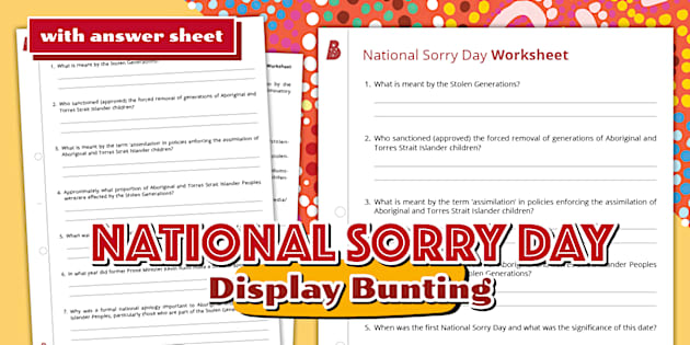 National Sorry Day Worksheet
