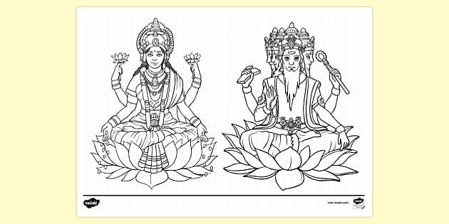 Hindu Gods and Goddesses Colouring Page | Colouring Sheets