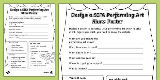 Singapore International Festival of Arts Design a Poster Worksheet
