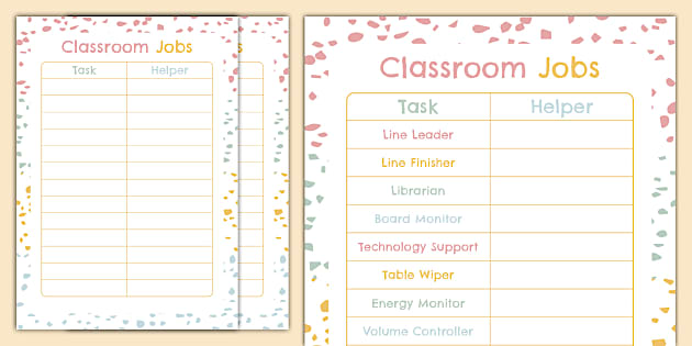Speckled Pastel Themed Class Jobs Display Poster - Twinkl Speckled Pastel Themed Class Jobs Display Poster - Twinkl