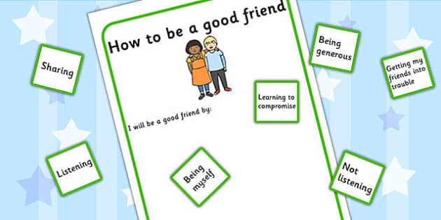 How To Be A Good Friend Activity (teacher made)