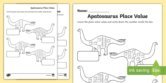 FREE! - Apatosaurus Place Value Activity Sheet - Twinkl