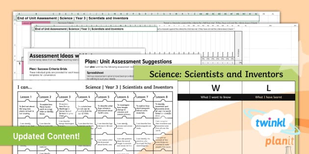 Science: Scientists and Inventors Year 3 Unit Assessment Pack