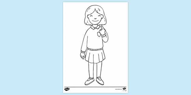 Student Pointing at Themselves Colouring Sheets - Twinkl