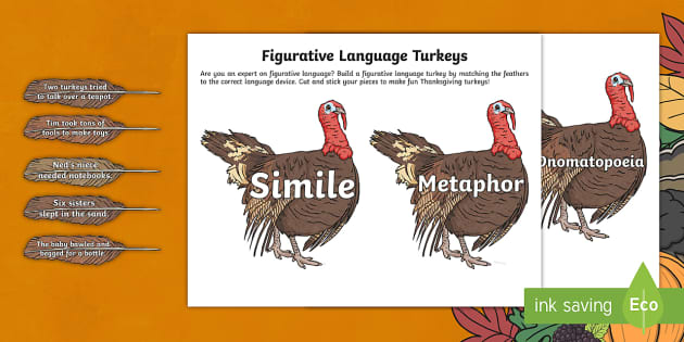 Figurative Language Turkeys Activity (teacher made) - Twinkl