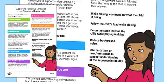 Supporting Receptive Language In The Classroom Strategy Sheet
