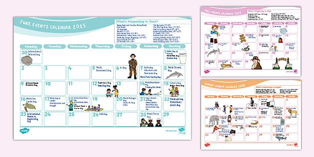 Summer Events Calendar Pack (June - August 2025) - Twinkl